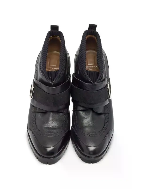 Hermès Leather Ankle Boots With Metal Buckle