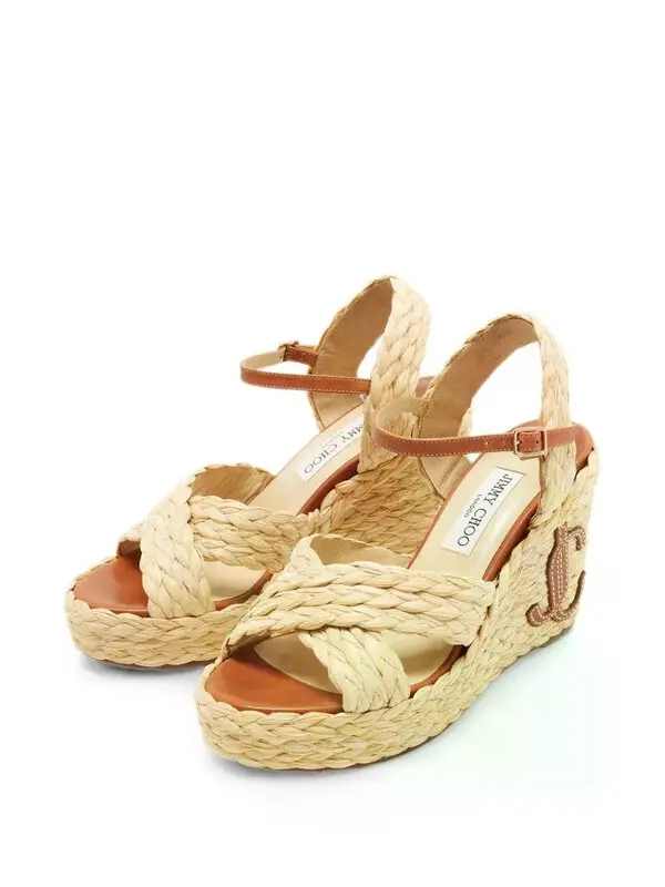JIMMY CHOO Dellena Wedge-heel Sandals - Neutrals