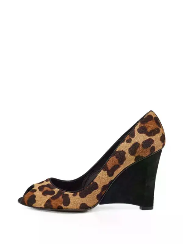 STUART WEITZMAN Leopard-print Peep-toe Wedge Pumps
