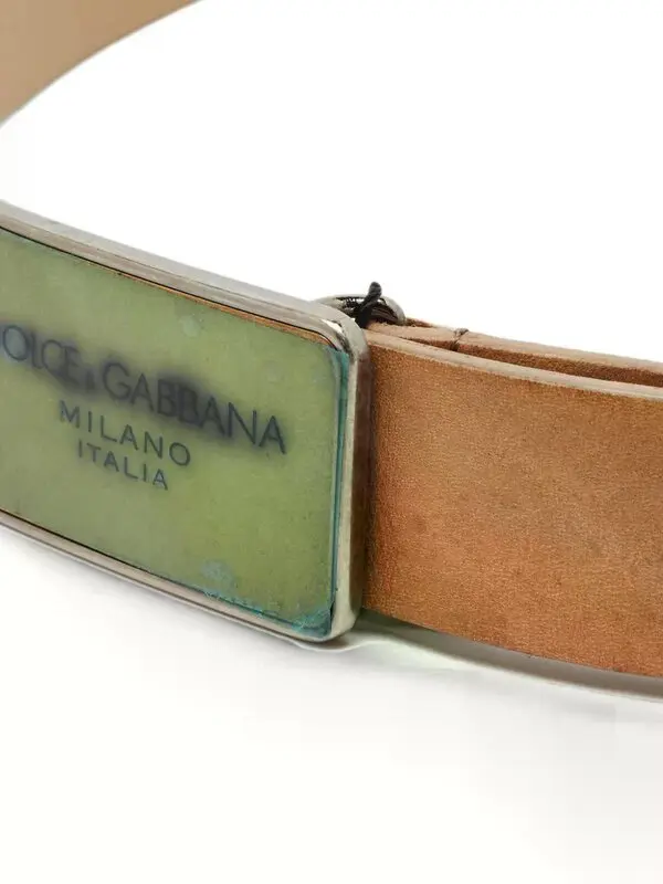 Dolce & Gabbana Logo Plaque Leather Belt