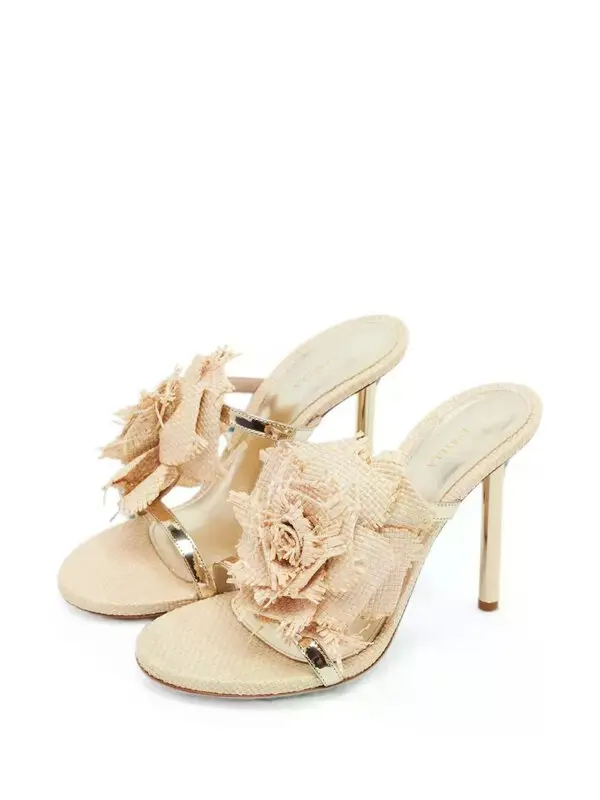 LE SILLA Rose Appliqué Raffia Stiletto Sandals
