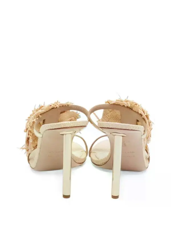 LE SILLA Rose Appliqué Raffia Stiletto Sandals