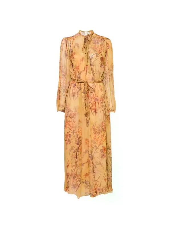 FORTE_FORTE Floral-print Tie-neck Maxi Dress