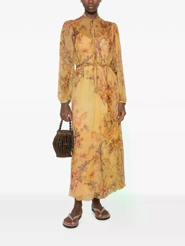 FORTE_FORTE Floral-print Tie-neck Maxi Dress