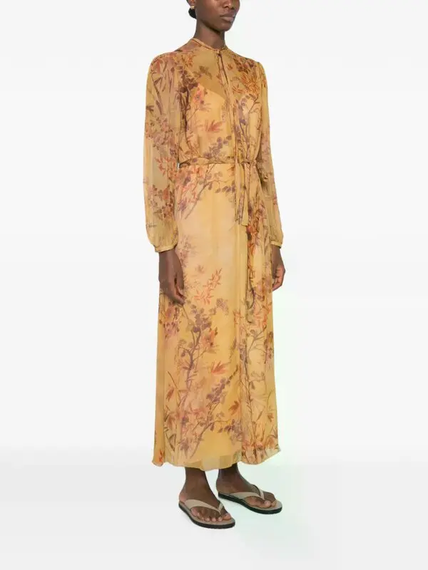 FORTE_FORTE Floral-print Tie-neck Maxi Dress