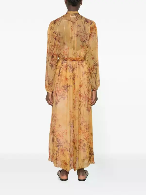 FORTE_FORTE Floral-print Tie-neck Maxi Dress