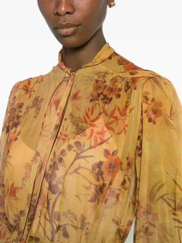 FORTE_FORTE Floral-print Tie-neck Maxi Dress