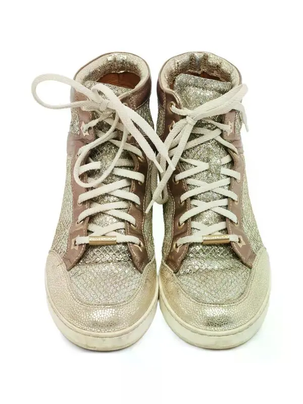 JIMMY CHOO Glitter High-top Sneakers - Gold