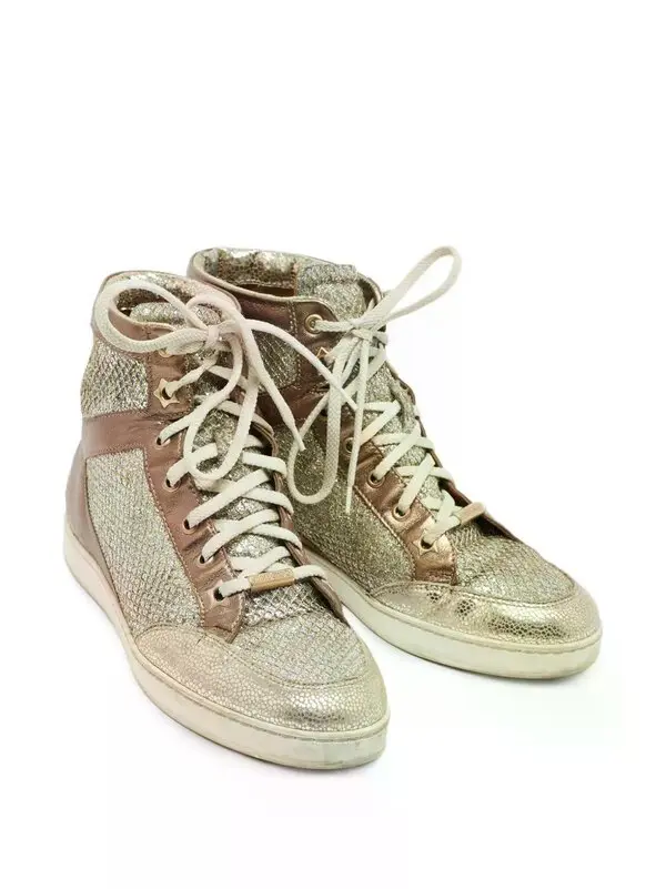 JIMMY CHOO Glitter High-top Sneakers - Gold