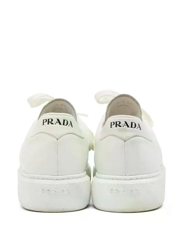 Prada Leather Logo Print Lace-up Sneakers