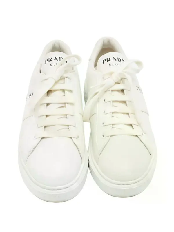 Prada Leather Logo Print Lace-up Sneakers