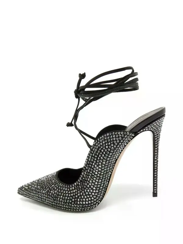 LE SILLA Ivy Ankle-wrap Pumps With Crystal Embellishment - Black