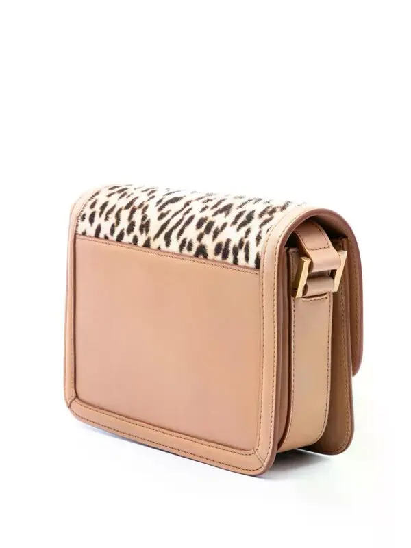Saint Laurent Small Calf Hair Leopard Print Satchel Crossbody Bag - Neutrals