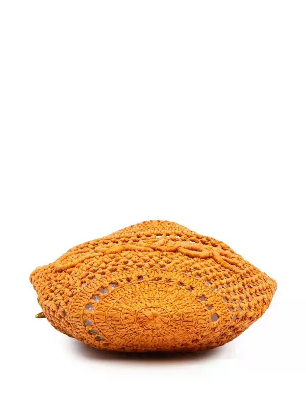Chloé Raffia Embroidered Logo Summer Banana Tote Bag