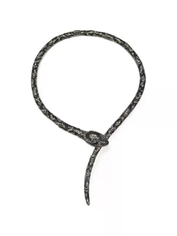 Roberto Cavalli Snake Enamel Necklace - Black