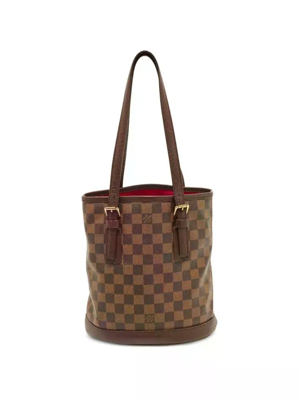 LOUIS VUITTON Marais Damier Ébène Bucket Bag - Brown