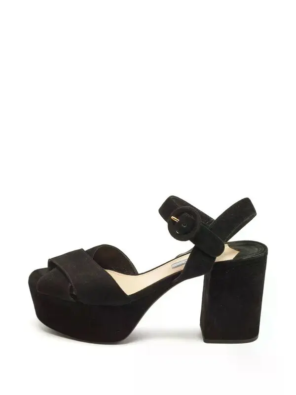 Prada Platform Ankle-strap Sandals - Black