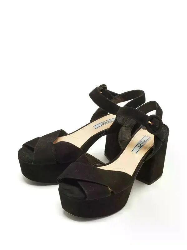 Prada Platform Ankle-strap Sandals - Black