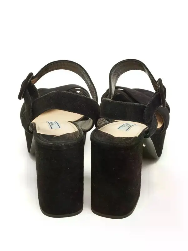 Prada Platform Ankle-strap Sandals - Black