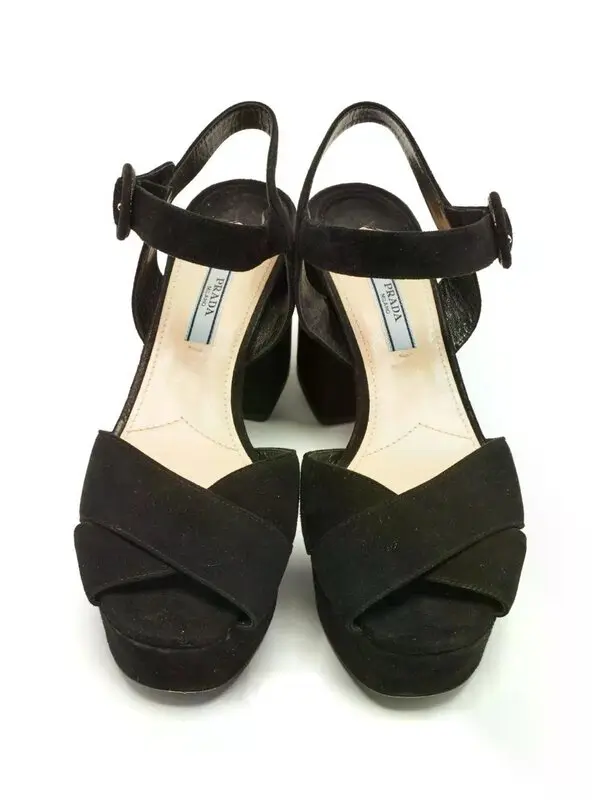 Prada Platform Ankle-strap Sandals - Black