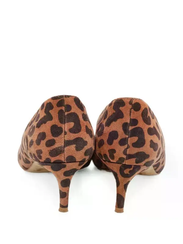 STUART WEITZMAN Leopard Print Suede Kitten Heel Pumps - Brown