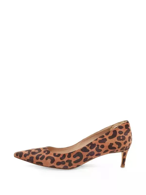 STUART WEITZMAN Leopard Print Suede Kitten Heel Pumps