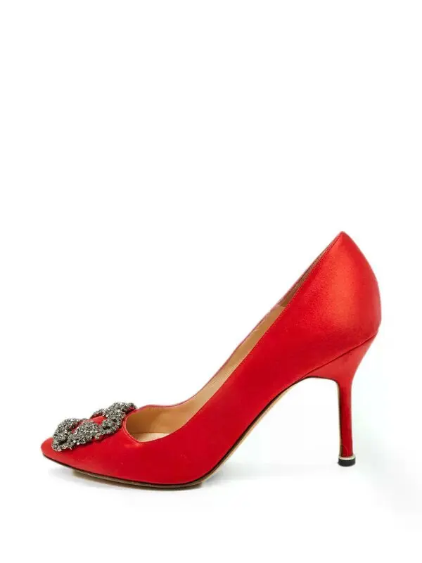 Manolo Blahnik Hangisi Buckle Heeled Pumps - Red