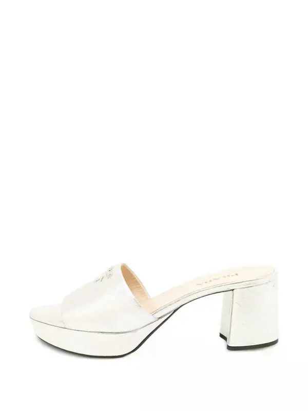 Prada Metallic Leather Platform Sandals - Silver