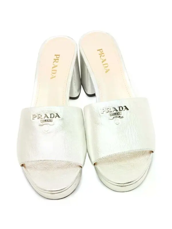 Prada Metallic Leather Platform Sandals