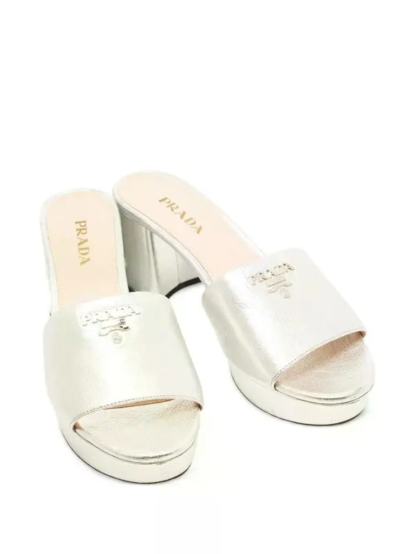 Prada Metallic Leather Platform Sandals
