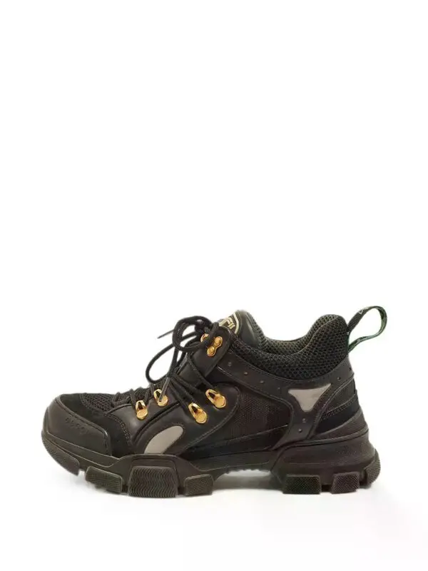Gucci Flashtrek Lace-up Sneakers With Gold-tone Hardware