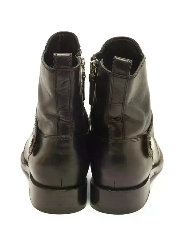 Fendi Leather Buckled Lace-up Combat Boots
