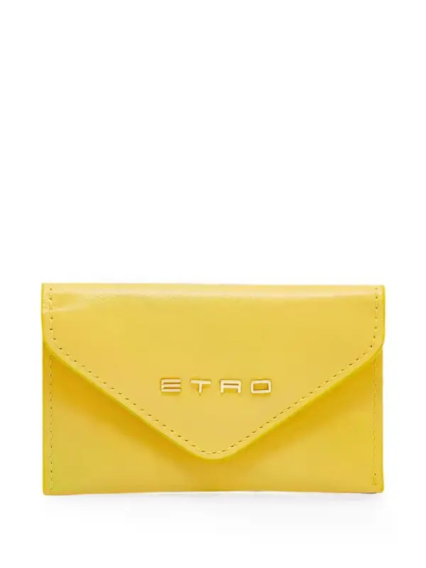Etro Envelope Leather Card Holder - Yellow