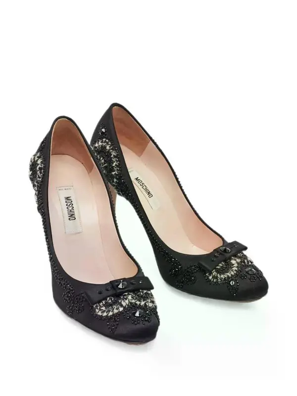 Moschino Embellished Satin Stiletto Pumps