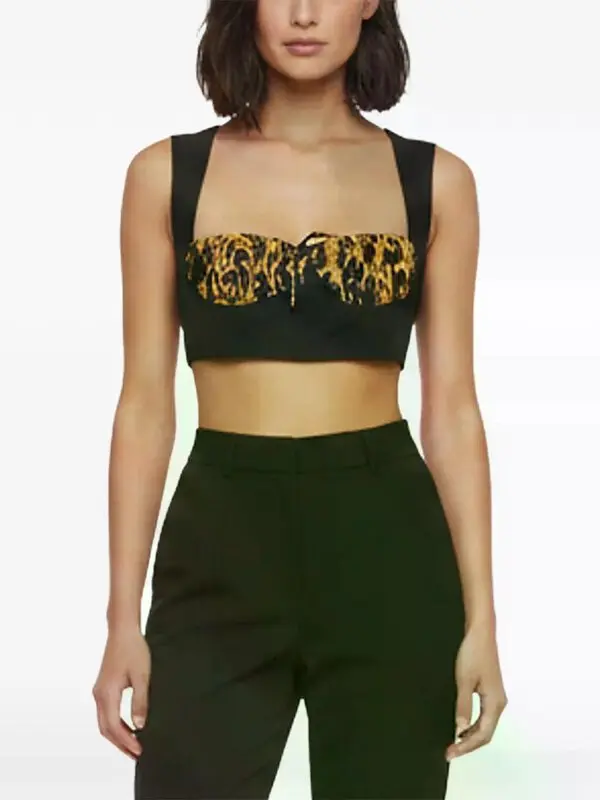 Versace Barocco Print Bustier Top - Black