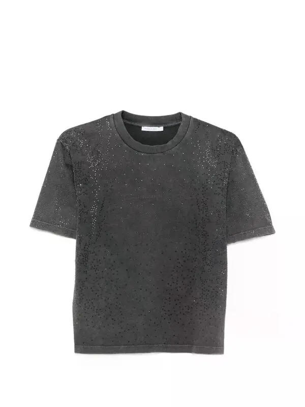 Patrizia Pepe Rhinestone-embellished Acid-wash T-shirt - Grey