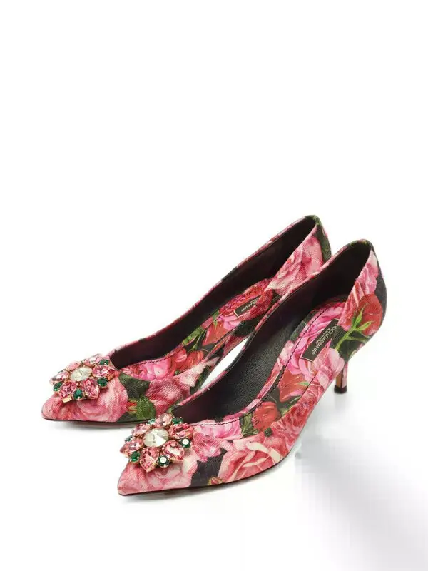 Dolce & Gabbana Bellucci Crystal-embellished Floral Brocade Pumps - Pink