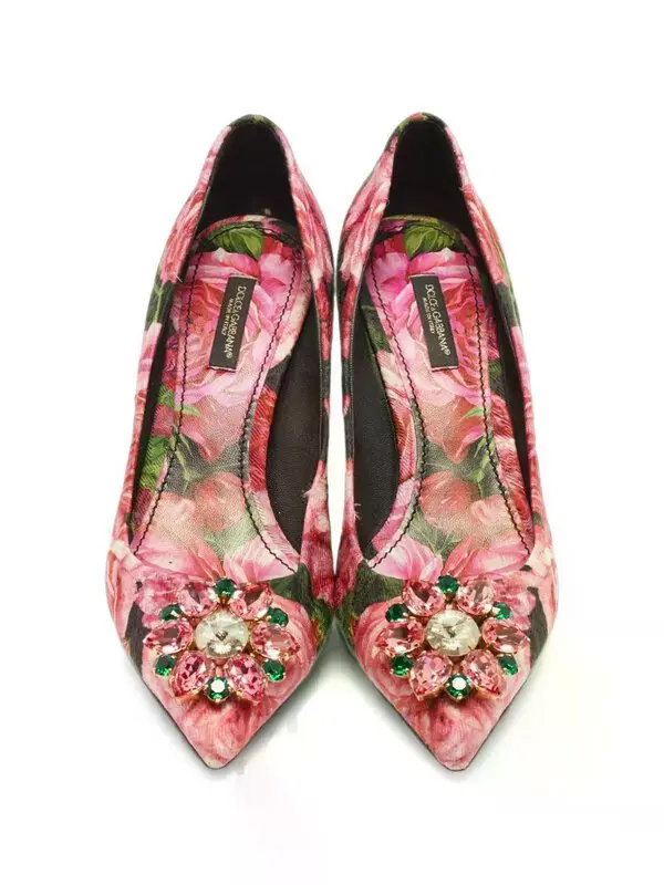 Dolce & Gabbana Bellucci Crystal-embellished Floral Brocade Pumps - Pink