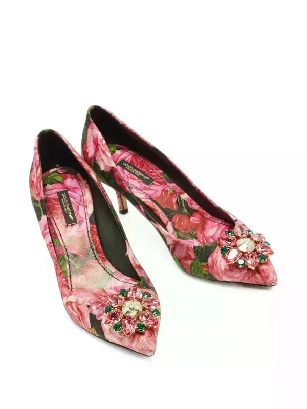 Dolce & Gabbana Bellucci Crystal-embellished Floral Brocade Pumps - Pink