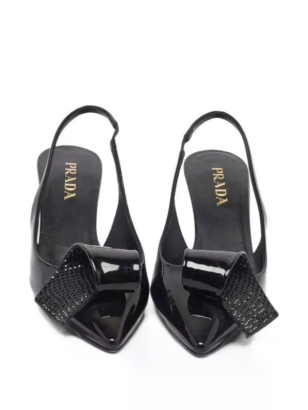 Prada Bow-detail Pointed-toe Slingback Heeled Pumps