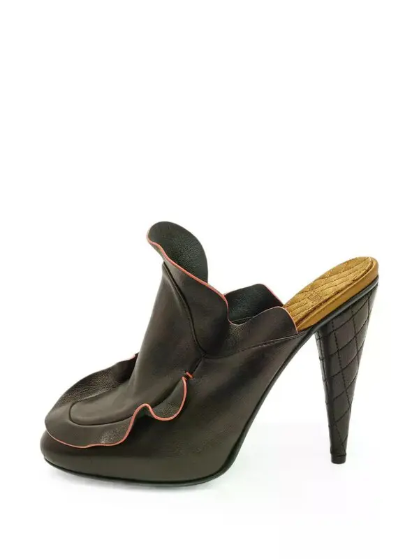 Fendi Wave Ruffle High Heel Mules