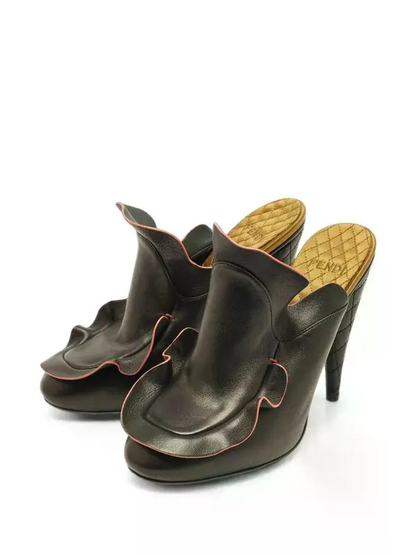 Fendi Wave Ruffle High Heel Mules