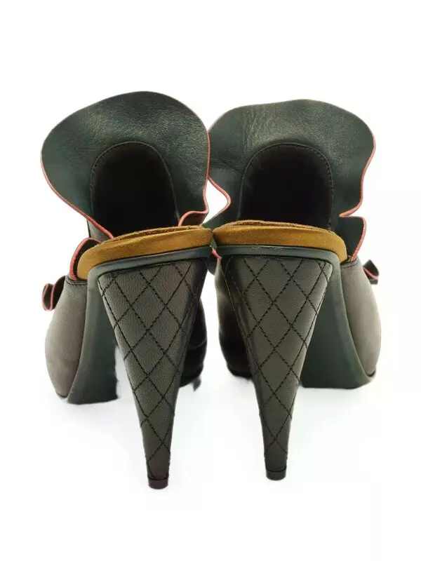 Fendi Wave Ruffle High Heel Mules