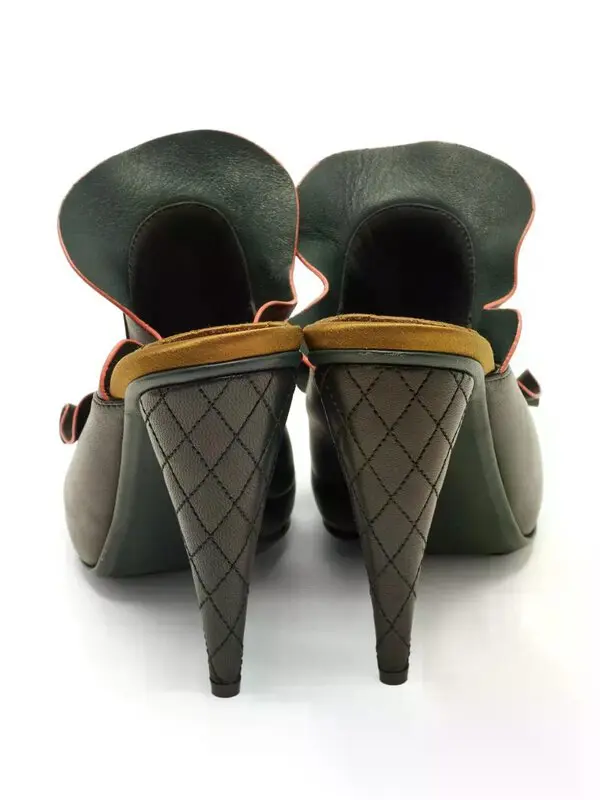 Fendi Wave Ruffle High Heel Mules