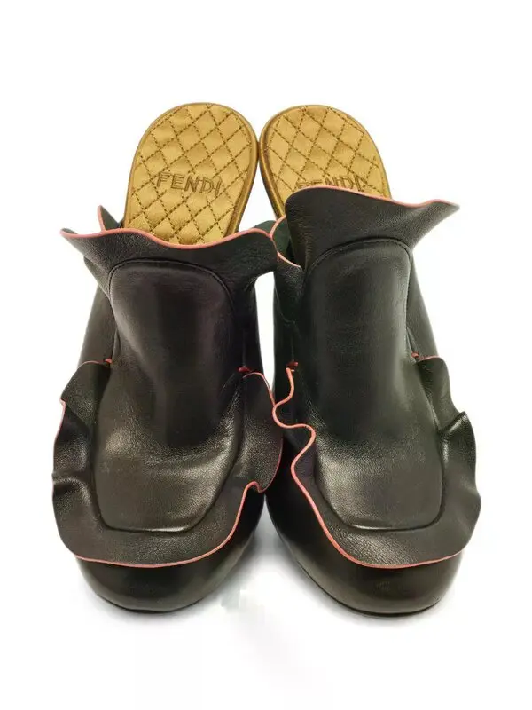 Fendi Wave Ruffle High Heel Mules