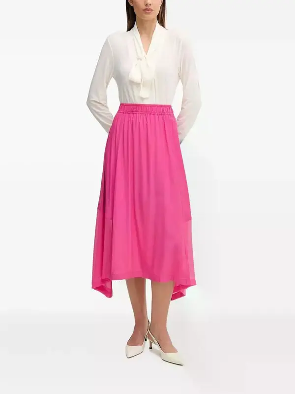 Dkny Asymmetric Elasticated Midi Skirt - Pink