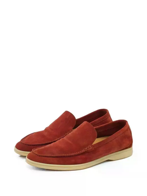Loro Piana Summer Walk Suede Loafers - Red