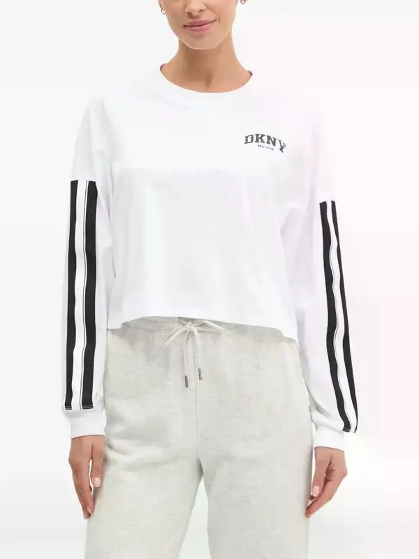 Dkny Stripe-detail Long-sleeve T-shirt - White