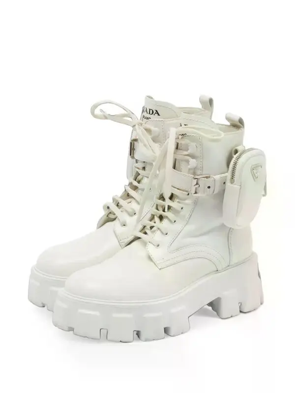 Prada Monolith Re-nylon Combat Boots With Detachable Pouch