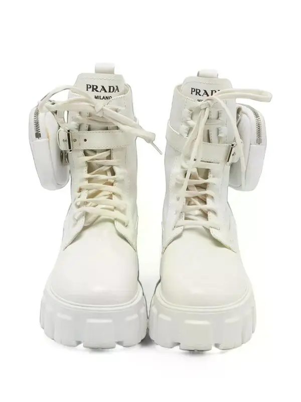 Prada Monolith Re-nylon Combat Boots With Detachable Pouch